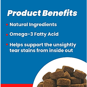 Sparktek Tear Stain Soft chew Supports Dogs Eye Care Enhanced with Lutein Omega-6 Omega-3 Cranberry Extract Helps Eliminate Tear Stains Lubricates Eyes and Supports Immune System from Allergies