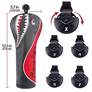 Craftsman Golf Shark Black and Red Fairway Wood Headcover Cover Protector (Wood Cover)