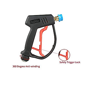 Sooprinse High Pressure Washer Gun 4000psi, High Pressure Spray Gun with 5 Quick Connect Nozzles,G1/4 Quick Connector Outlet with 3 pcs inlet adapters G3/8 quick connector, M22-14mm, M22-15mm