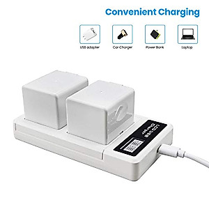 HSX Charging Station and 2- Pack 2440mAh Rechargeable Battery for Arlo Pro/Pro 2 Camera[7.2V/2440mAh/17.57Wh] (Charger Included)