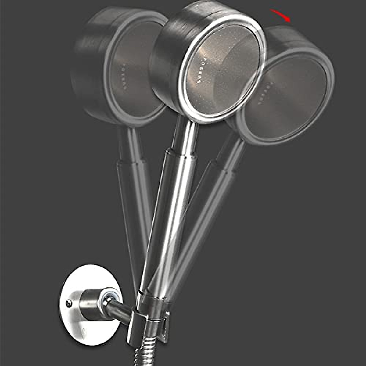 360° Adjustable 304 Stainless Stell Handheld Shower Head Holder Wall Mount, Bathroom Shower Head Bracket with Screw Set, Shower Spray Holder, Shower Wand Holder(Silver)