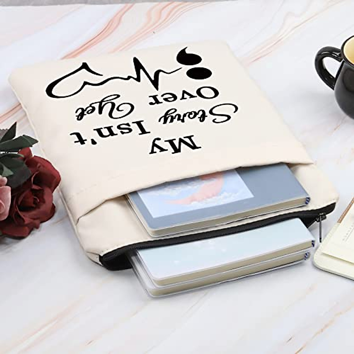 Zuo Bao Semicolon Book Pouch Semicolon Gift My Story Isn't Over Yet Suicide Awareness Book Sleeve Inspirational Gift Keep Going Gift（My Story Isn't Over Yet）