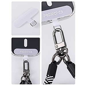 project-cb Phone Tether Tab 2 Pack,Universal Phone Lanyard Patch Without Adhesive,Phone Strap Replacement Part for Cell Phone (White&Clear)