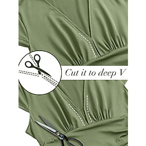 ANRABESS Women Deep V Neck Long Sleeve Slit 2024 Fall Elegant Formal Wedding Guest Cocktail Evening Date Prom Maxi Long Dress Green Medium