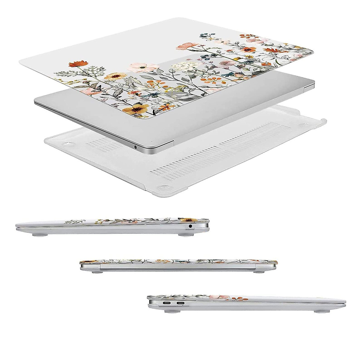 MOSISO Compatible with MacBook Air 13 inch Case 2022 2021 2020 2019 2018 Release A2337 M1 A2179 A1932 Retina Display, Plastic Garden Flowers Hard Shell&Keyboard Cover&Screen Protector, Transparent
