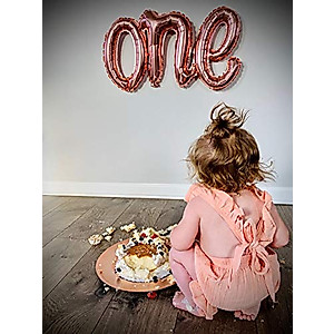 One Balloon Banner 40" First Birthday Balloons Hand Writing Style Foil Letter Baby Balloon Anniversary Celebration Decorations,Rose Gold