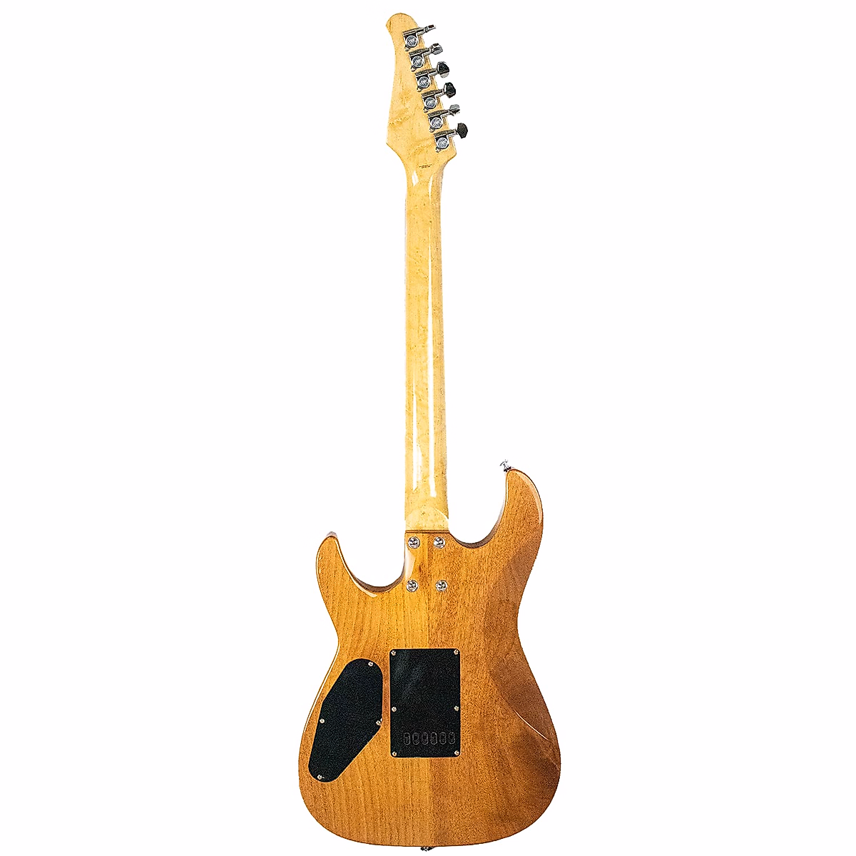 GoDpsMusic 6 String Sawtooth Natural Series Flame Maple Trans Moss Burst 24-Fret Electric Guitar w Single Coil Pickups, Right Handed (ST-M24-NAT-NFMG-1)