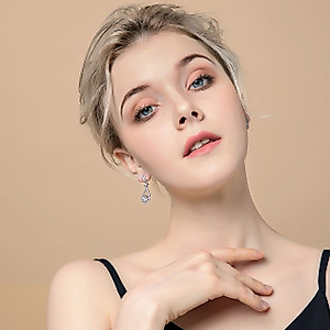 Infinity Dangle Earrings for Wedding - Womens Sterling Silver Open Teardrop Cubic Zirconia Crystal Bridal Earring for Bride Bridesmaids Mother of Bride Rhinestone Drop Earrings for Party Prom