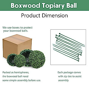 THE BLOOM TIMES Boxwood Balls, Set of 2 Round 15.7 Inch Artificial Plant Topiary Ball Faux Decorative Ball Outdoor UV Protected 4 Layers for Front Porch, Patio, Planter, Garden, Indoor Home Decor