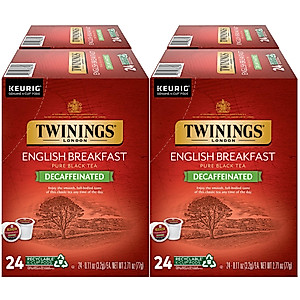 Twinings Decaf English Breakfast Tea K-Cup Pods for Keurig, Naturally Decaffeinated Black Tea, Smooth, Flavourful, Robust, 24 Count (Pack of 4)