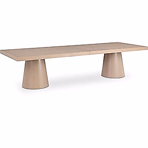 Meridian Furniture 502Oak-T Tavolo Collection Modern | Contemporary Dining Table, Rich Natural Oak Finish, MDF With Natural Oak Veneer, 2 Table Leaves Included, 95" / 113.5" / 132" W x 47.5" D x 31" H