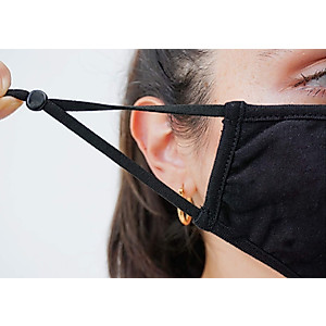 Simlu 6 Pack Premium Fabric Face Mask Reusable with Adjustable Elastic, 2 Layer,Cotton, Breathable, Nose Wire Black Cloth face Mask Washable Fits Men Women and Kids Made In USA