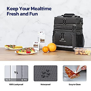 Maelstrom Lunch Box for Men,Insulated Lunch Bag Women/Men,Leakproof Lunch Cooler Bag,Lunch Tote Bag,20L,Gray