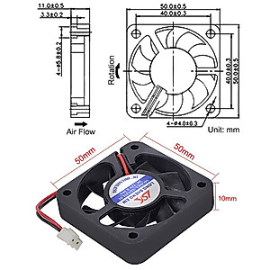 2 PCS Brushless Cooling Fan, Icstation DC Cooling Fan 50mm x 50mm x 10mm 5010 12V 2 Pin Fan 0.1A for 3D Printer Computer Case Fan