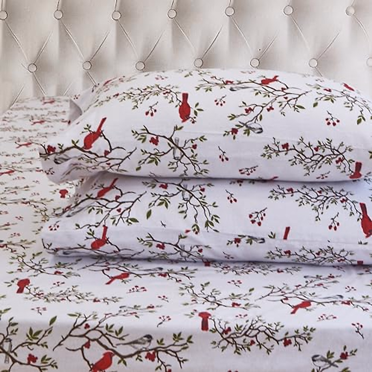 Elegant Comfort Soft 4-Piece 100% Turkish Cotton Flannel Sheet Set - Premium Quality, Deep Pocket Fitted Sheet, Ultra Soft, Cozy Warm Flannel Sheets - Twin, Cardinal