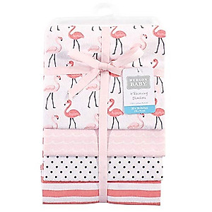Hudson Baby Unisex Baby Cotton Flannel Receiving Blankets, Flamingos, One Size