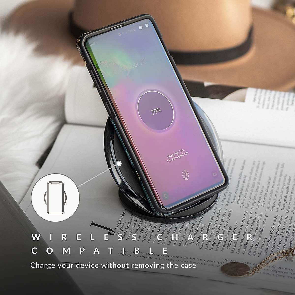 BURGA Phone Case Compatible with Samsung Galaxy S20 - Hybrid 2-Layer Hard Shell + Silicone Protective Case -Black Polka Dots Pattern Nude Almond Latte - Scratch-Resistant Shockproof Cover