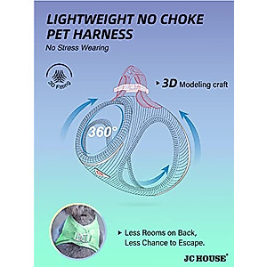 JC HOUSE Small Dog Harness, No Pull Lightweight Step-in Dog Vest, No Choke Escape Proof Reflective Soft Air Mesh Harness for Puppies & Cats Walking, Running Training and Daily Use, Green, S (M3S)