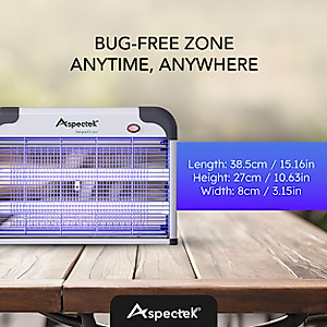 Aspectek 20W Electric Bug Zapper for Indoor use. Effective Against Mosquitoes and Flies. 2 Extra Replacement Bulbs Included. Lightweight Design, 2800V Powerful Grid, Easy Cleaning, Washable Tray.