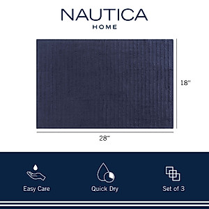 Nautica 100% Cotton Kitchen Towels Set of 3 | 18" x 28" Super Absorbent Reusable Cleaning Cloths, Tea Towels, Hand Towels for Drying Dishes | Navy/White Multi Dish Towels for Kitchen