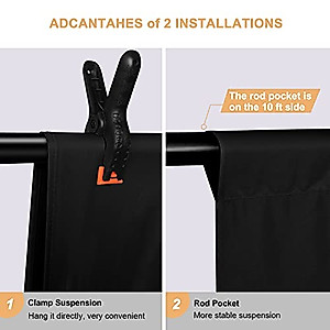 10 x 8 FT Black Backdrop Background for Photography, Chromakey High Density Polyester Fabric Pure Black Photo Backdrop Curtain Screen Collapsible Seamless for Shoot Portraits Party Video Studio