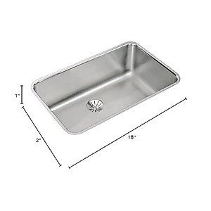 Elkay ELUH281610PD Lustertone Classic Single Bowl Undermount Stainless Steel Sink with Perfect Drain