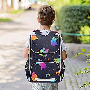 Sletend Large Capacity Printing Student Shoulder Bag for Children Teenagers Colorful Ghost Laptop Bag School Bag for Work School, Men's and Women's Travel Backpack