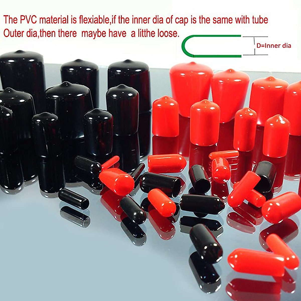 200PCS Rubber Caps Bolt Screw Cap Covers, Bolt Covers Caps Rubber End Caps Vacuum Caps, Bolt Screw Cover Rubber Nipple Cap Rubber Tip in 10 Sizes from 2/25 to 4/5" for Protecting Pipe Post Tubing Rod