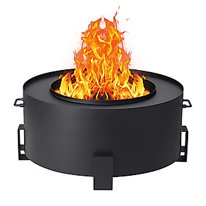 TITIMO Smokeless Fire Pit Outdoor 27 Inch Metal Steel Stove Bonfire Large Wood Burning Firepit Smokeless with Waterproof Cover, Poker, Roasting Sticks for Outside Backyard Patio Deck Camp