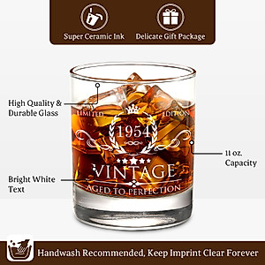 70th Birthday Gifts for Men Whiskey Glass Set - 70th Birthday Decorations, Party Supplies - 70 Year Anniversary, Bday Gifts Ideas for Him, Dad, Husband, Friends - Wood Box & Whiskey Stones & Coaster
