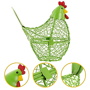 Egg Gathering Basket Egg Basket Metal Wire Egg Baskets Easter Hen Shape Chicken Egg Basket Farmhouse Kitchen Organizer for Eggs Fruit Kitchen Living Room Home Decor