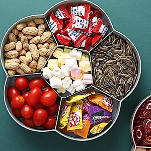 Cabilock New Year Candy Container Snack Sectional Dish Fruit Serving Tray Snack Tray Seperate Candy Plate Fruit Tray Flower Shaped Nut Container Snack Serving Platter Tray Appetizer Desktop