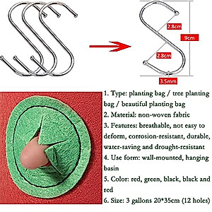 4 Pcs Upside Down Strawberry Planter- 4 Hooks 3 Gallon Hanging Strawberry Planter Hanging Planter,Sturdy Hanging Handle Thickened Breathable Felt Cloth for Tomato Hot Peppers Vegetables (4Pcs 3Gal)