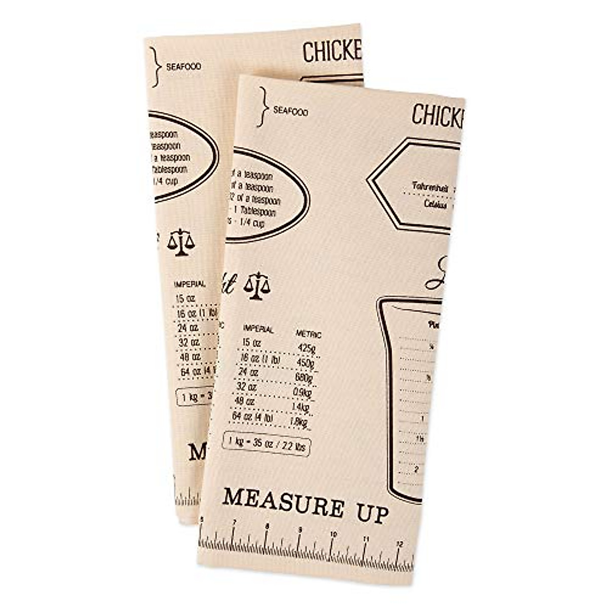 DII Cotton Printed Dish Towels, 18x28 Set of 2, Decorative Oversized Kitchen Towels, Perfect Home and Kitchen Gift - Measure Up