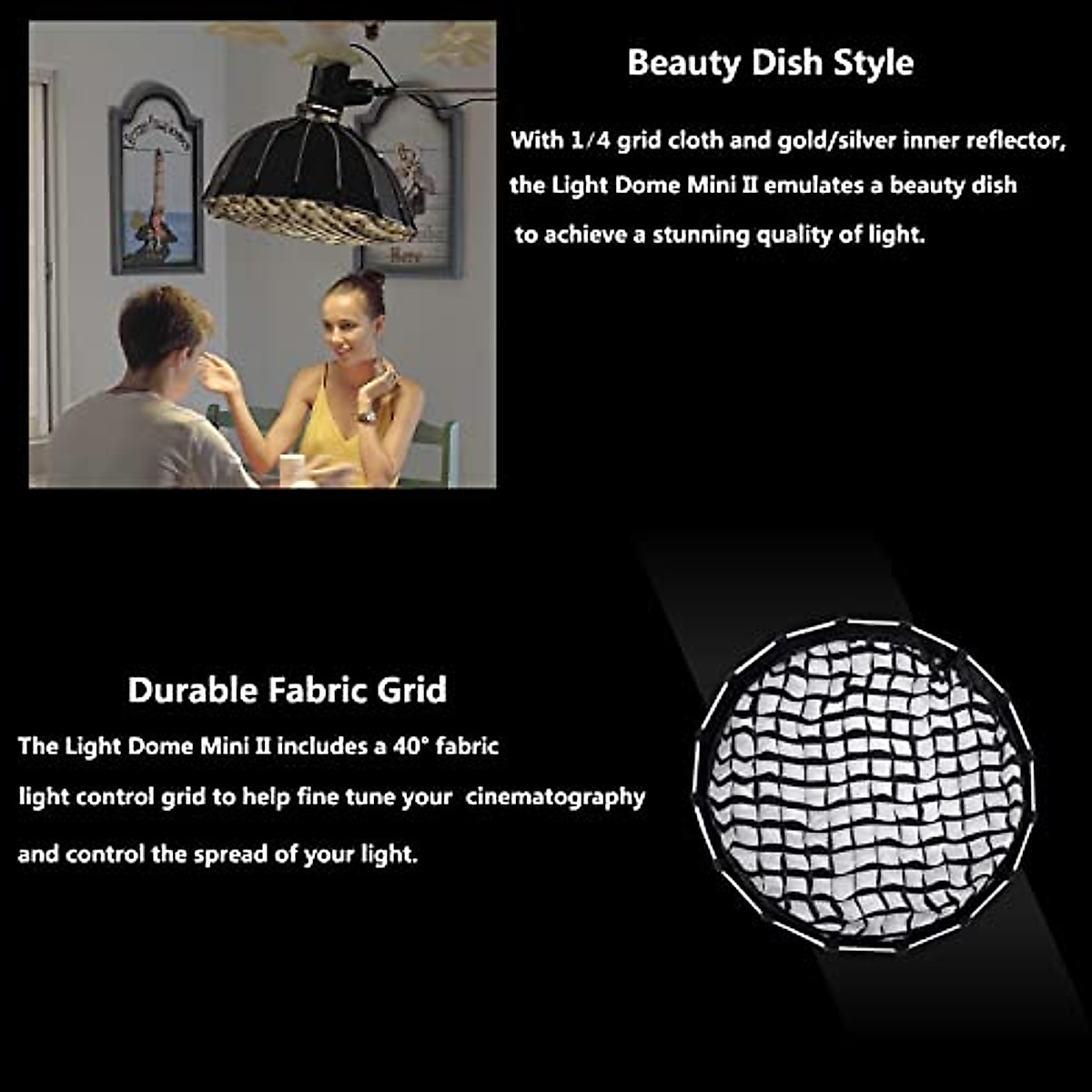 Aputure Light Dome Mini II (21.6") Parabolic Photography Softbox with Honeycomb Grid for Aputure 300X/300D II/Amaran 200X/100X and Other Bowens Mount Lights