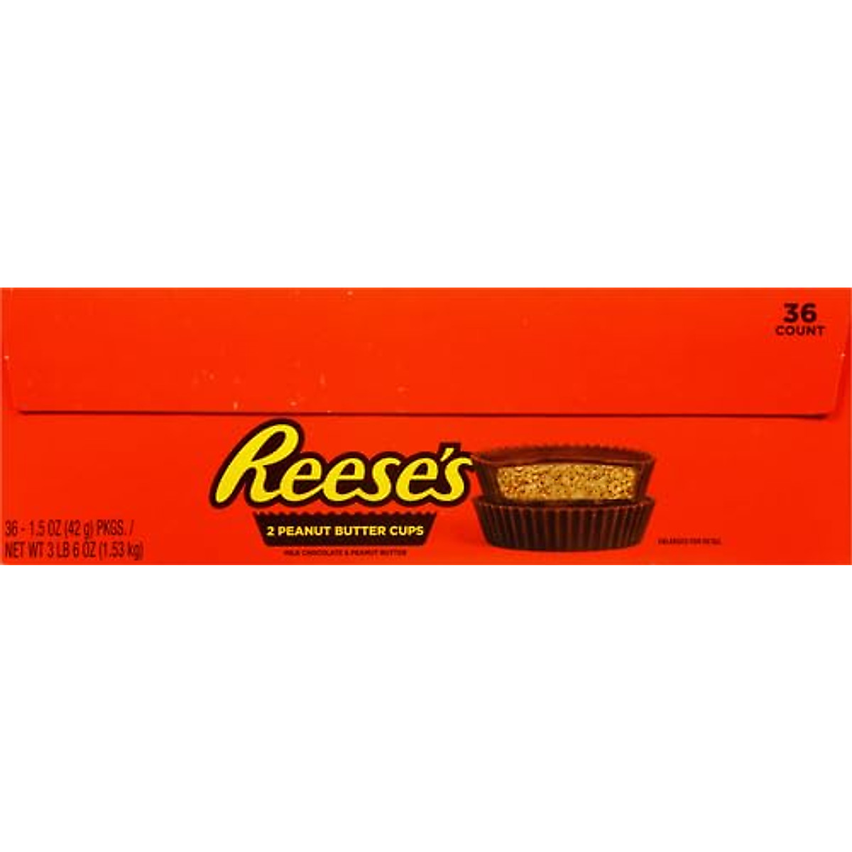 REESE'S Milk Chocolate Peanut Butter Cups, Candy Packs, 1.5 oz (36 Count)