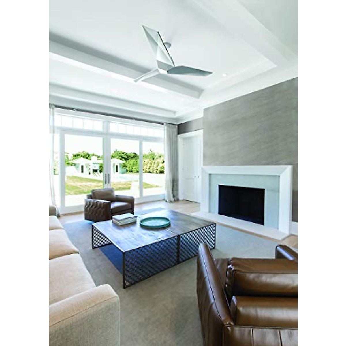 Vortex Smart Indoor and Outdoor 3-Blade Ceiling Fan 60in Gloss White with Remote Control works with Alexa, Google Assistant, Samsung Things, and iOS or Android App