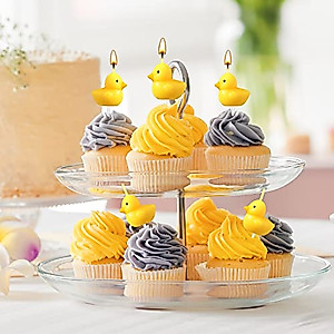 Coume 9 Pieces Yellow Duck Cake Candles Duck Birthday Decorations Cute Little Duckie Cupcake Candles for Kids Theme Birthday Party Baby Shower Decorations
