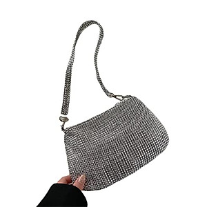 Bling Rhinestone Hobo Bag for Women Crystal Evening Handbag Underarm Bag Tote for Party Wedding