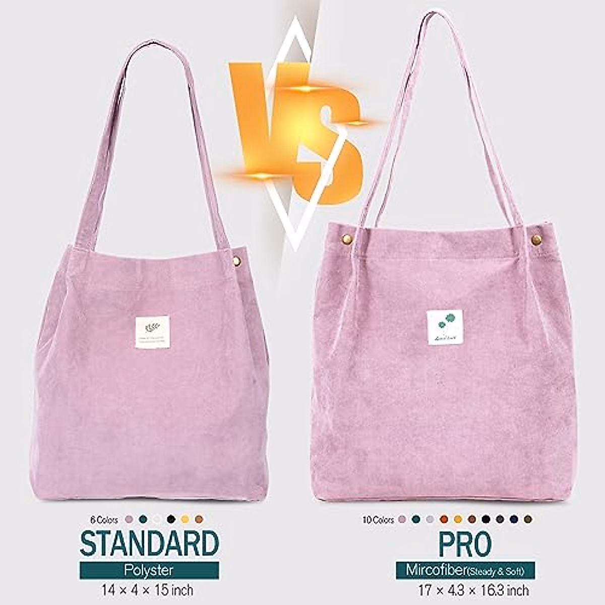 Cloele Corduroy Tote Bag for Women Shoulder Bag with Inner Pocket For Work Beach Lunch Travel And Shopping Grocery (Grey)