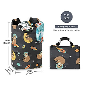 Qilmy Sloth Laundry Basket Collapsible Large Clothes Hamper Nursery Storage Bin with Handle for Bedroom, Bathroom, Dorm, Kids Room