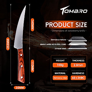 TOMBRO Boning Knife for Meat Cutting 5.5-Inch Curved Boning Knife Hand Forged Butcher Knife,Multipurpose Chopping Knife for Meat and Vegetable Cutting