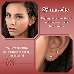 14k Yellow Gold Tiny Moon Earrings Stud Shiny Polished Safety Screwback Covered Back Closure