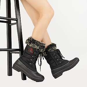 DREAM PAIRS Women's Snow Boots,Size 10,Black,DP-CANADA