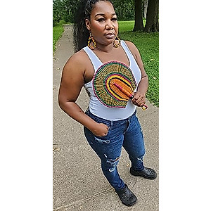 Woven African Handheld Fan, African fan, Church fan, Ankara tv fan, Summer fan, Sports Hand Fan for Men and Women. (M 400)