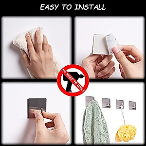 Kasilyic 10 Pcs Adhesive Hooks Heavy Duty for Hanging Towels, Robust Durable Waterproof Lengthened Thickened Wall Hooks for Hanging Coats Hat, Nail-Free and Drill-Free Door Holder Hooks for Bathrooms