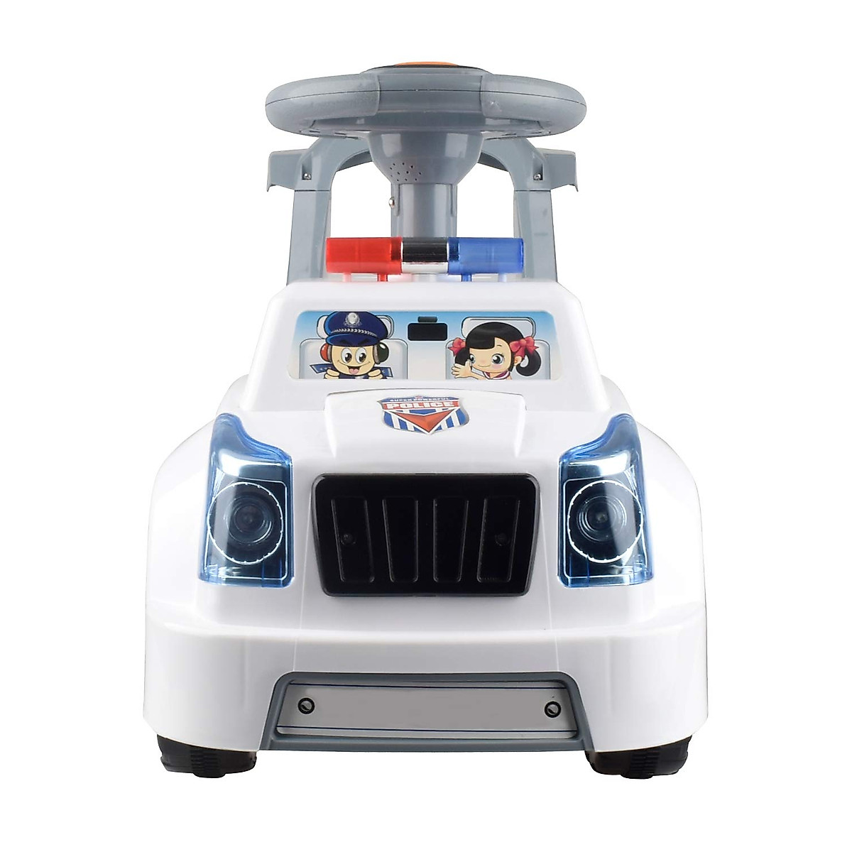 POCO DIVO Police Car 3-in-1 Baby Walker Toddler Ride On Buggy Pretend Play Toy Kids Gliding Scooter with Music & Light