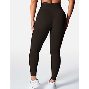 YEOREO Women Seamless Workout Leggings High Waisted Butt Lifting Gym Yoga Pants Brown M