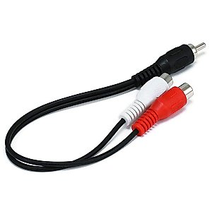 Monoprice Audio/Stereo Cable - 0.5 Feet - Black | RCA Plug/2 RCA Jack, Mono Source to Stereo System