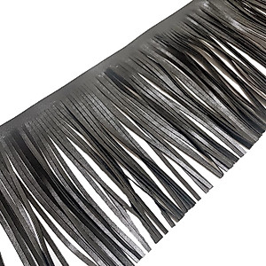 2 Yards PU Leather Fringe Trim 4 Inch Sewing Tassel Trim for DIY Craft Clothing Handbag Sewing Craft Embellishment Decoration Brwon